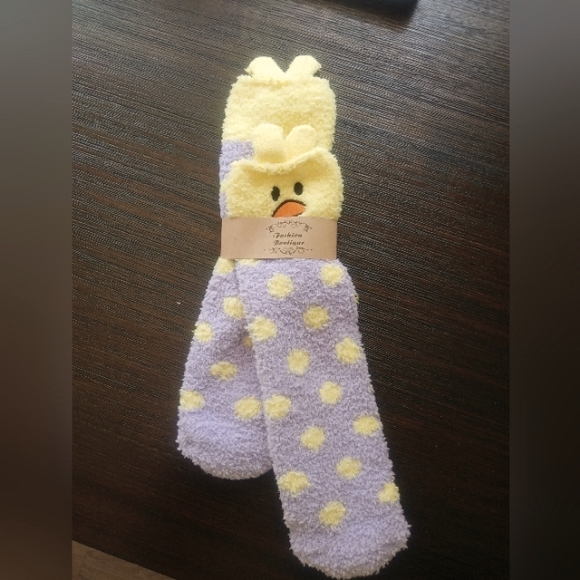 YSense Wear | Other | Nwt Yellow And Purple Fuzzy Socks | Poshmark